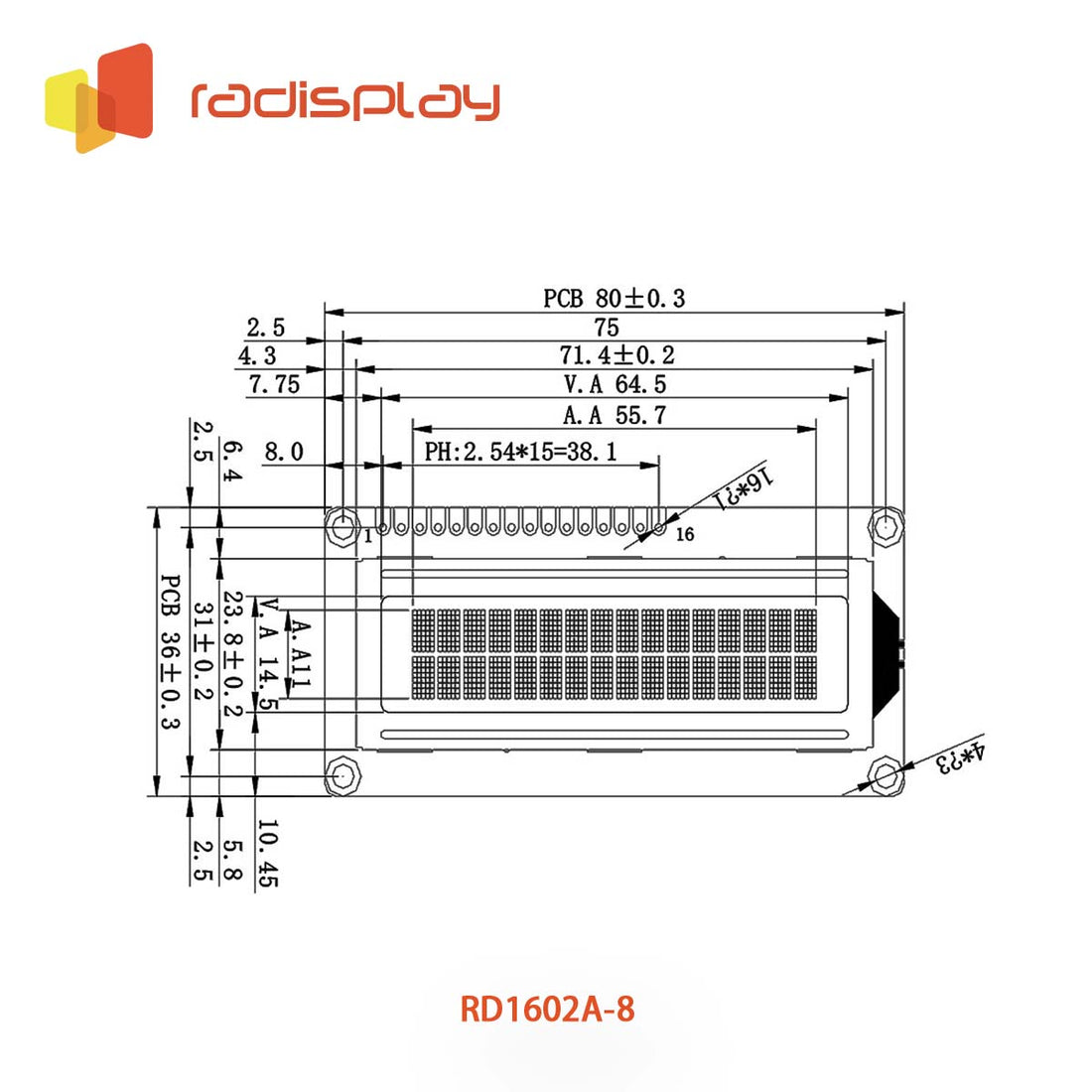 16x2 LCD Display Module, 1602 Character (Alphanumeric) Display ...