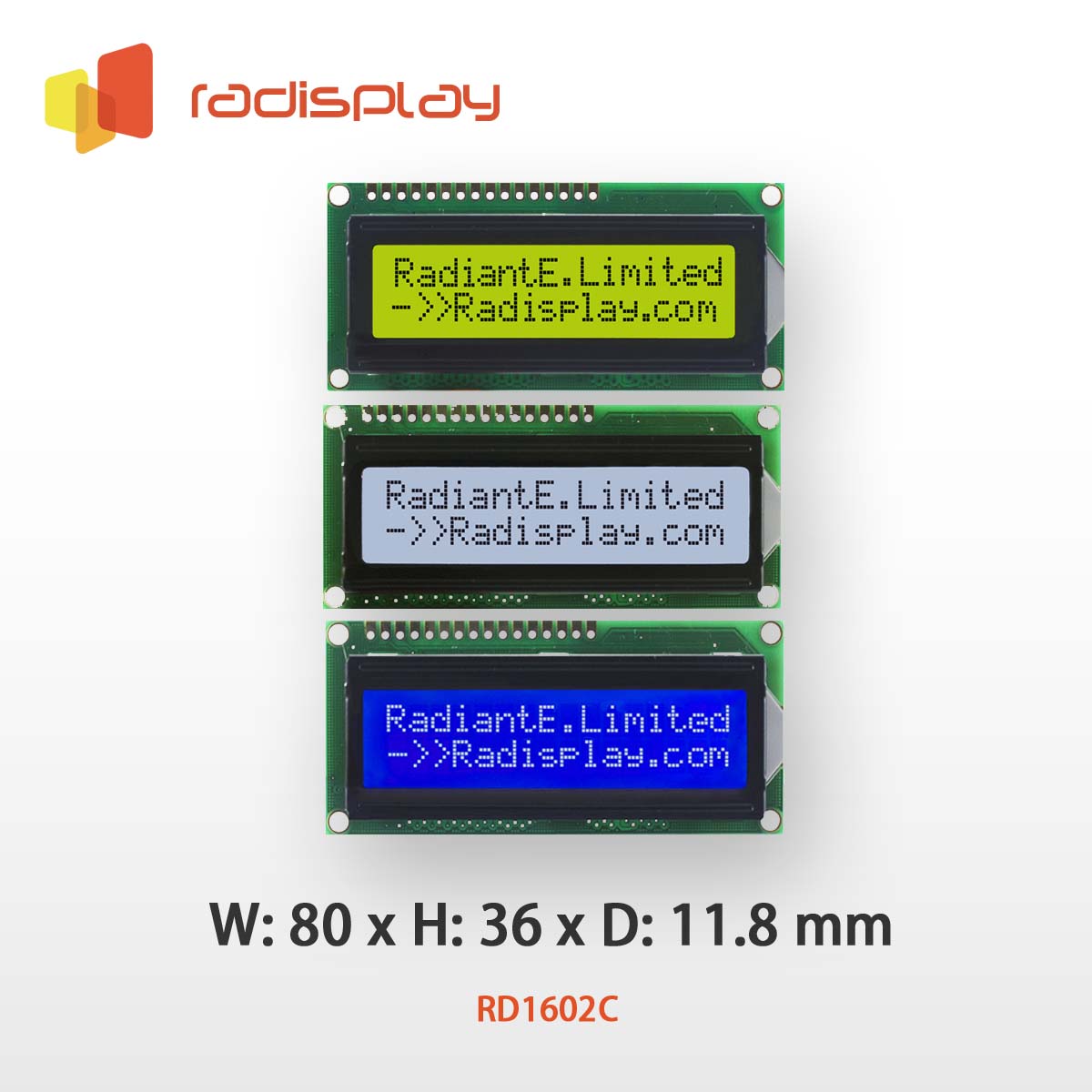 16x2 Character LCD Display Module, wider view area – Radiant ...