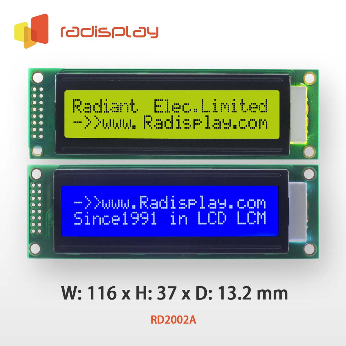20x2 LCD Display Module (RD2002A), 2002 Character (Alphanumeric ...