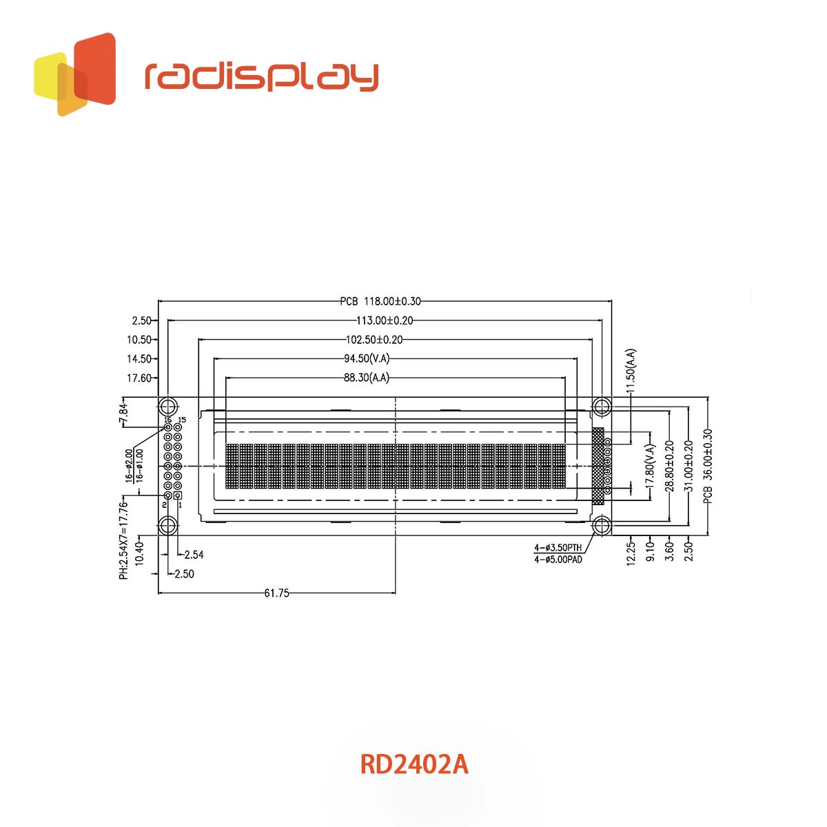24x2 LCD Display Module (RD2402A), 2402 Character (Alphanumeric ...