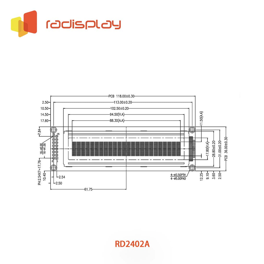 24x2 LCD Display Module (RD2402A), 2402 Character (Alphanumeric ...