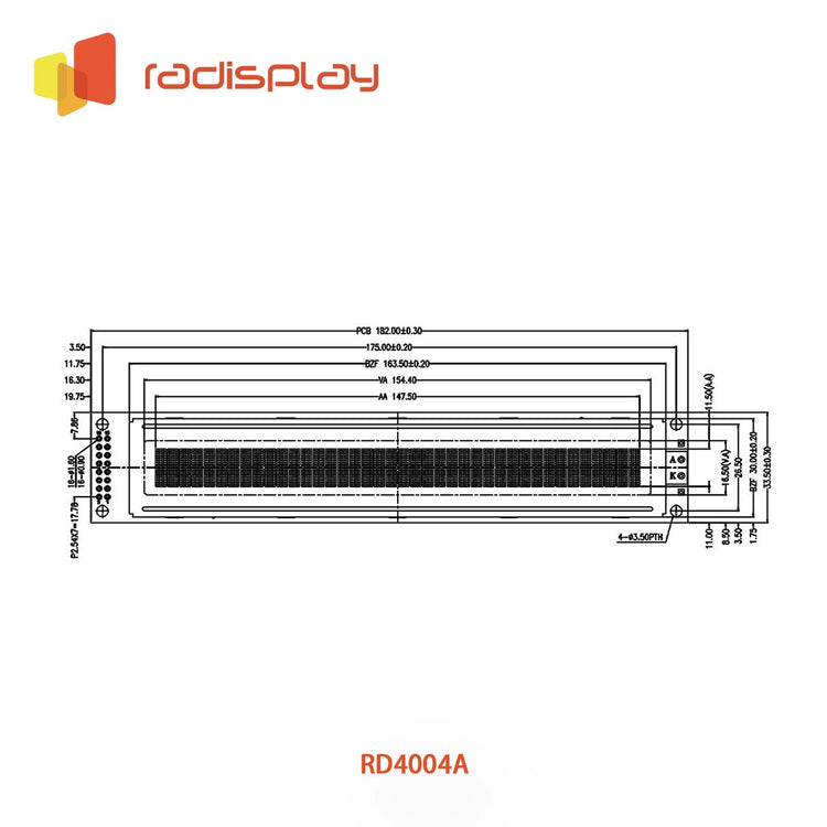 40x4 LCD Display Module (RD4004A), 4004 Character (Alphanumeric ...